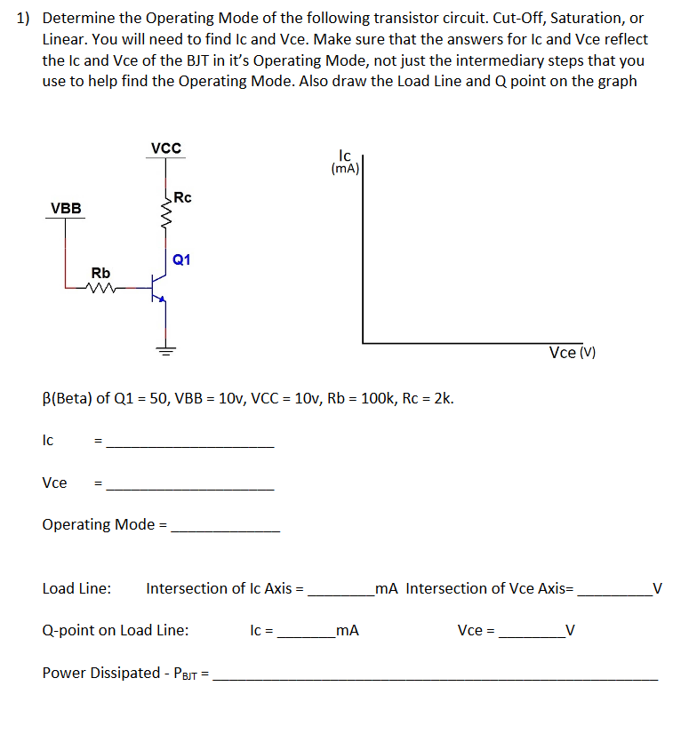 Solved 1) Determine the Operating Mode of the following | Chegg.com