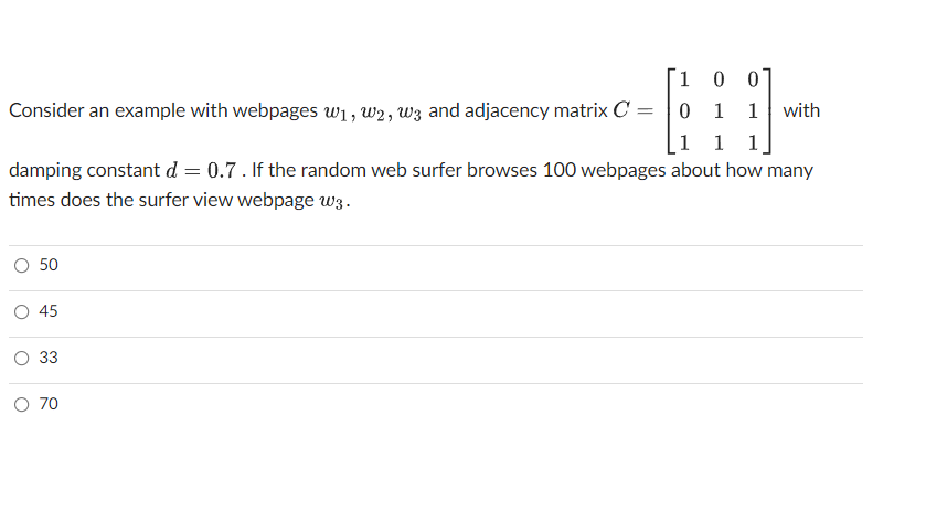 Solved 1 007 Consider an example with webpages w1, W2, W3 | Chegg.com