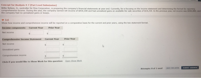 Solved Concept for Analysis 4-7 (Part Level Submission) | Chegg.com