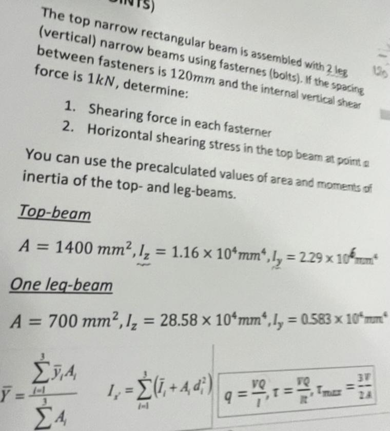The top narrow rectangular beam is assembled with 2 | Chegg.com