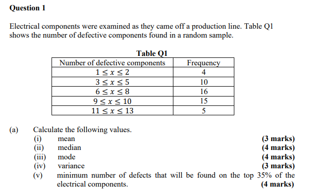 Solved Question 1 Electrical components were examined as | Chegg.com
