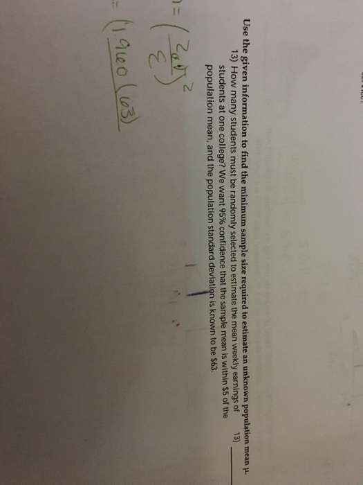 Solved Use the given information to find the minimum sample | Chegg.com