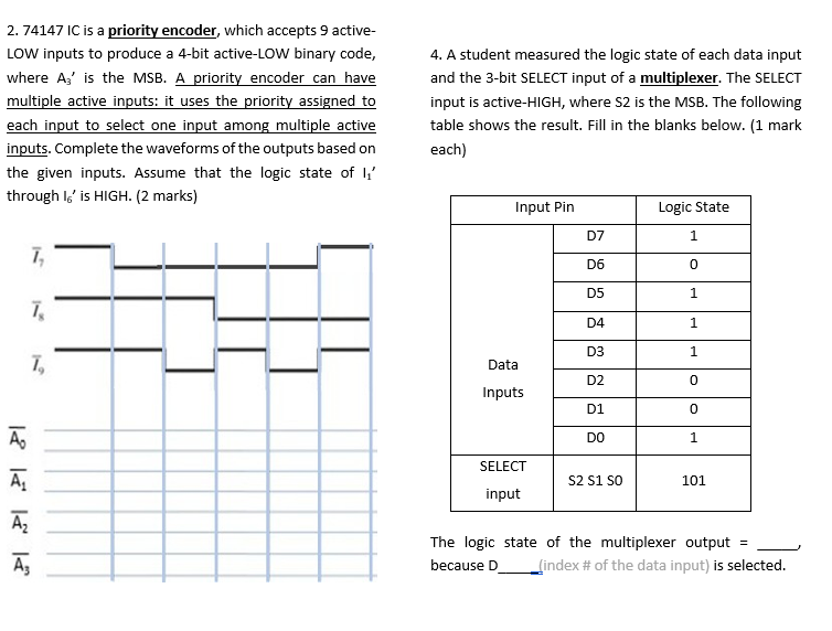 Solved 1. Complete the following truth table of a decoder | Chegg.com