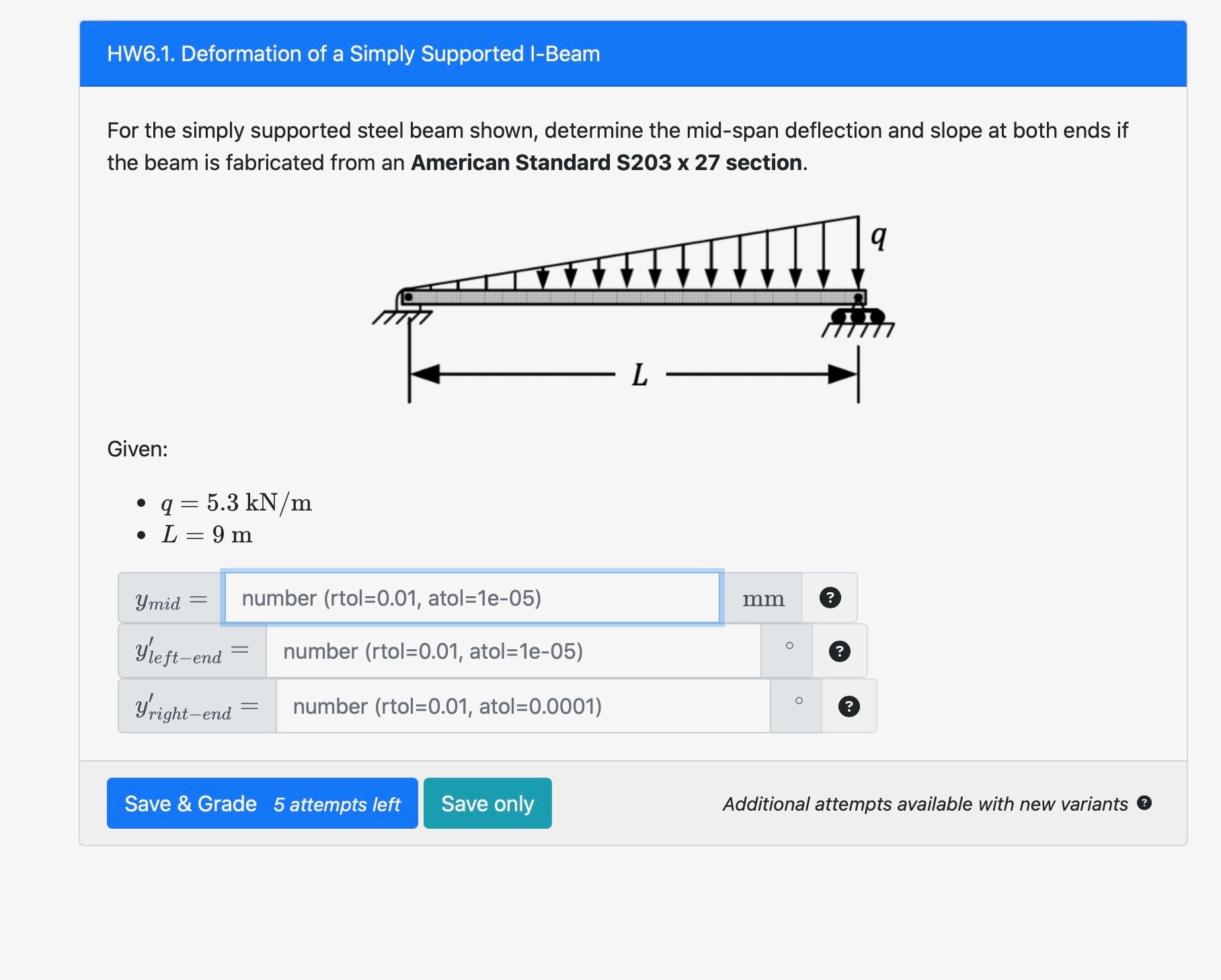 Solved For the simply supported steel beam shown, determine | Chegg.com