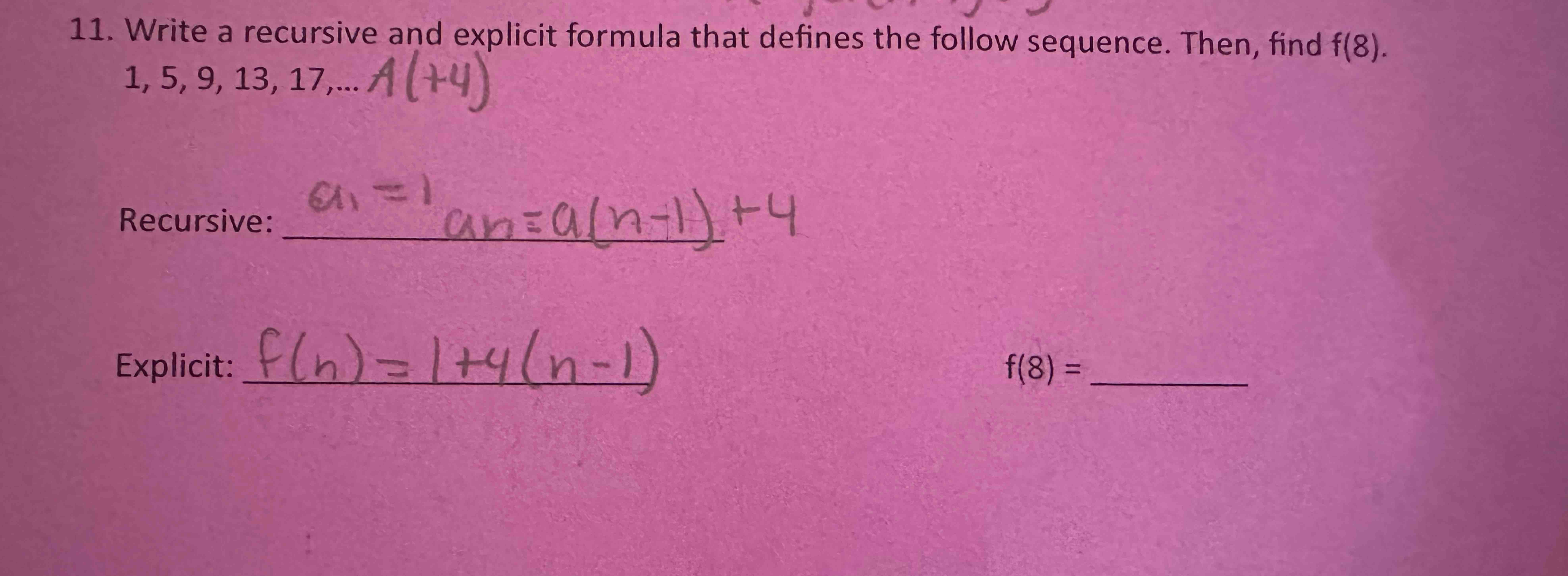 Solved Write A Recursive And Explicit Formula That Defines