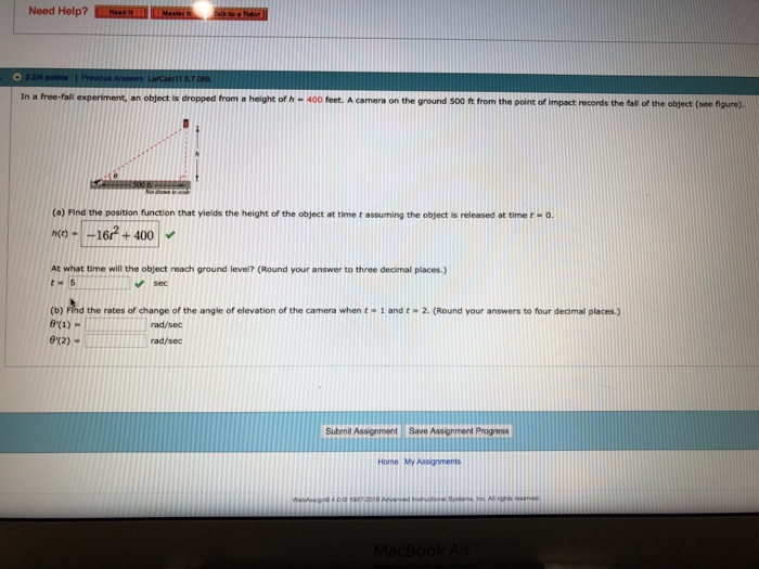 Solved Need Help Experiment An Object Is Dropped From A