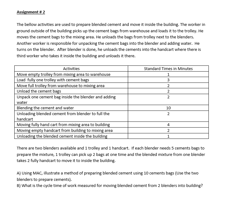 Solved Assignment #2 The bellow activities are used to | Chegg.com