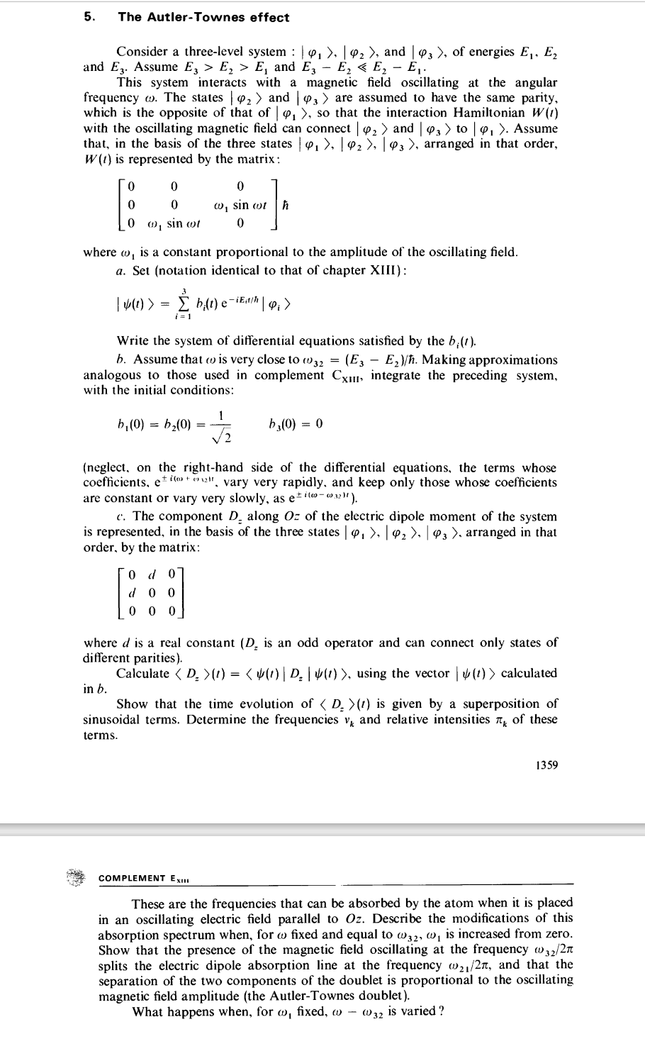 5. The Autler-Townes effect Consider a three-level | Chegg.com
