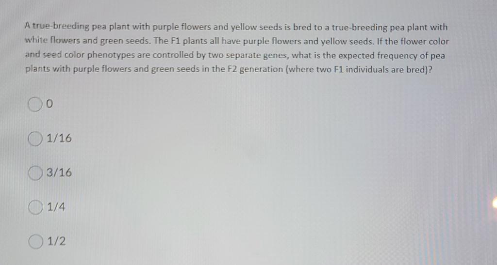 Solved A true-breeding pea plant with purple flowers and | Chegg.com