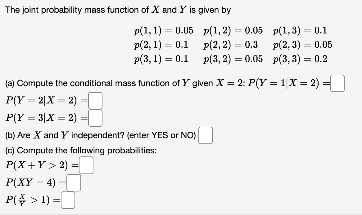 Solved The joint probability mass function of X and Y is | Chegg.com
