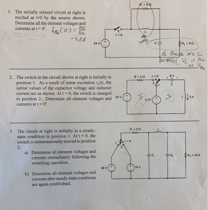 Solved 1. The initially relaxed circuit at right is excited | Chegg.com