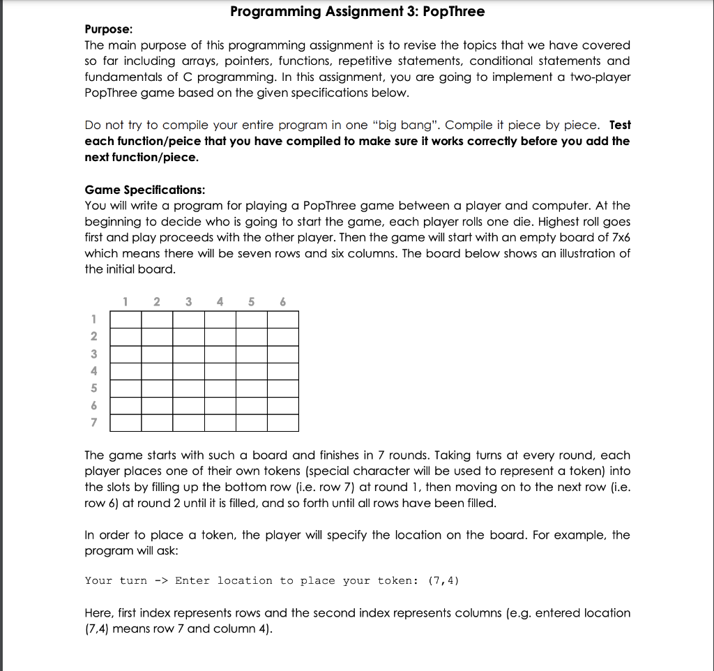 Solved Programming Assignment 3: PopThree Purpose: The main | Chegg.com