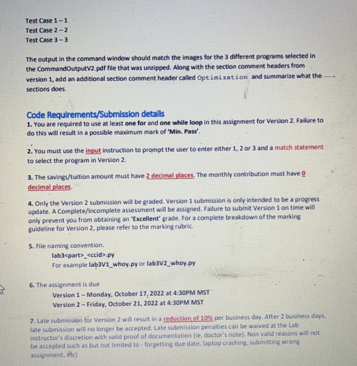 Solved JUST NEED HELP WITH VERSION 1 ASAP, must use python | Chegg.com