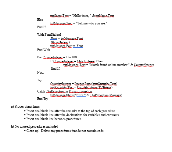 Solved Visual Basic Coding Standards 1 Project Performance
