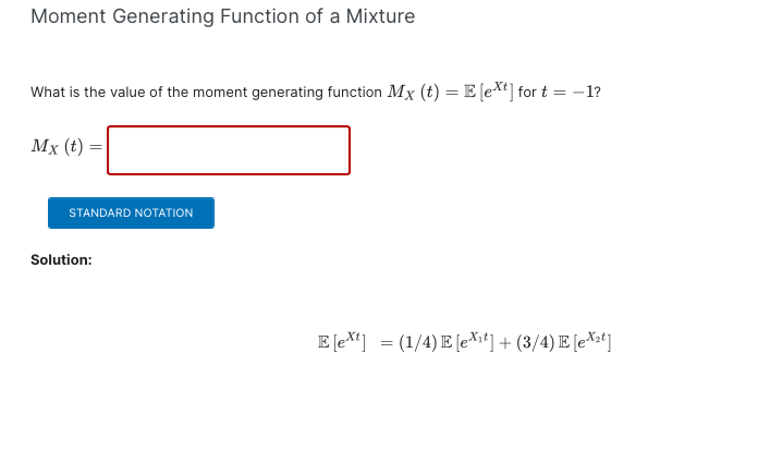 Solved Mean and Variance of a Mixture Recall that X follows | Chegg.com