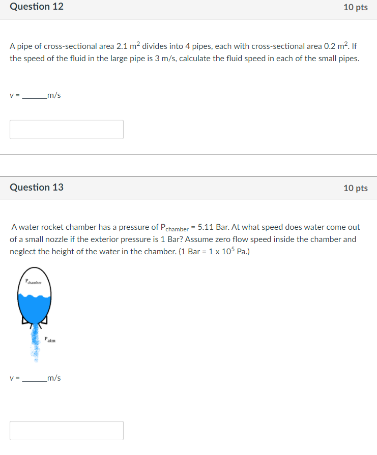 Solved Question 12 10 pts A pipe of cross-sectional area 2.1 | Chegg.com