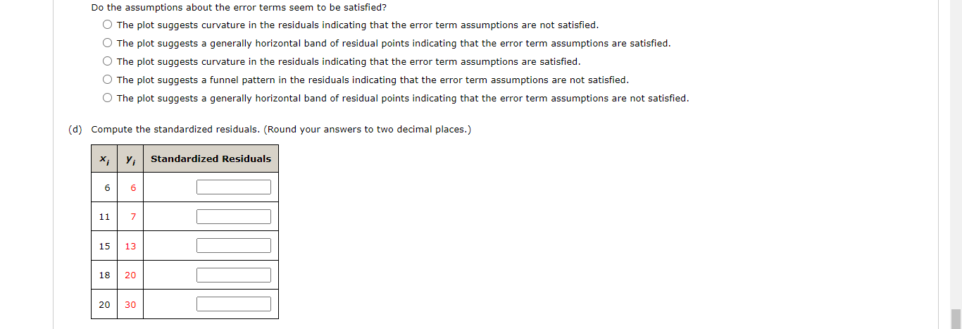 Solved Given are data for two variables, x and y. x; 6 | 11 | Chegg.com