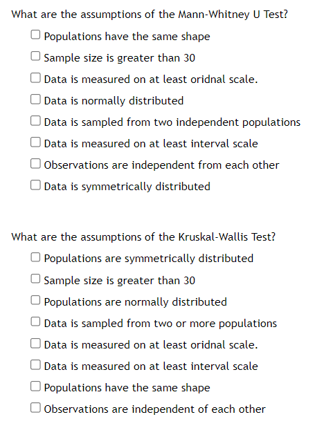 Solved What are the assumptions of a one sample Sign Test | Chegg.com