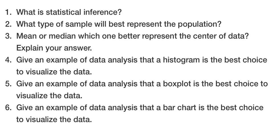 Solved 1. What is statistical inference? 2. What type of | Chegg.com