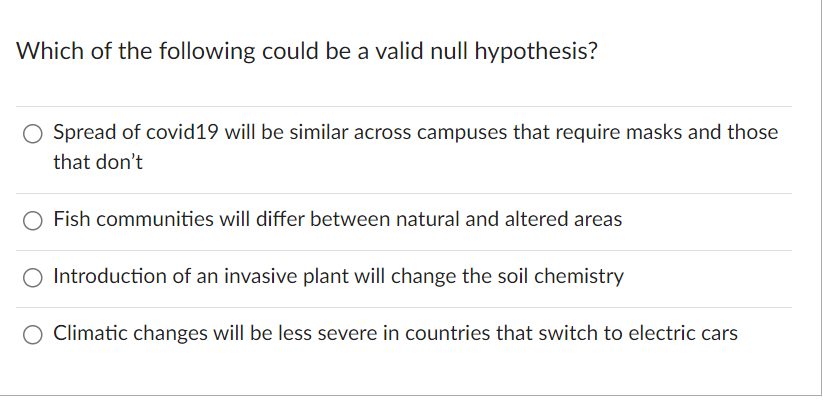 Solved Which of the following could be a valid null | Chegg.com