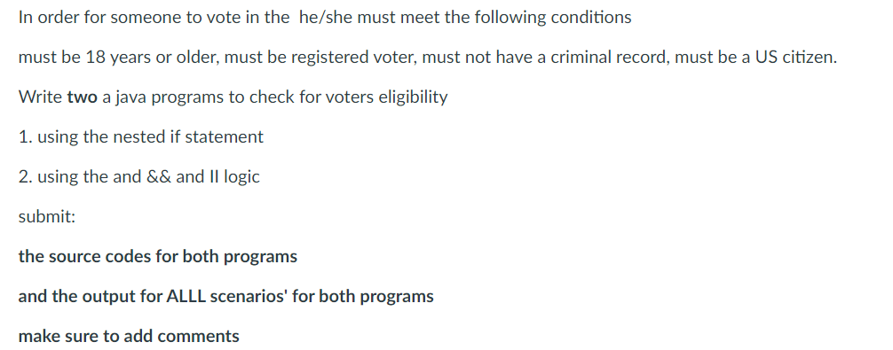 Solved In order for someone to vote in the he/she must meet | Chegg.com