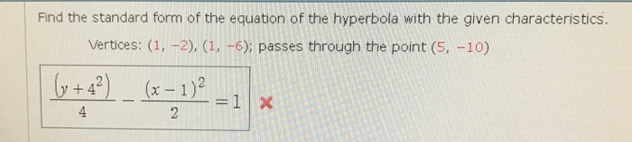 Solved What is the standard form of the equation | Chegg.com