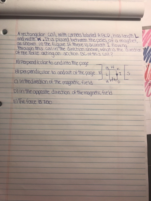 Solved A rectangular coil, with corners labeled ABCD, has | Chegg.com