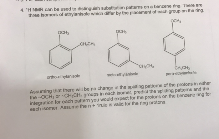 Solved 4. 'H NMR can be used to distinguish substitution | Chegg.com