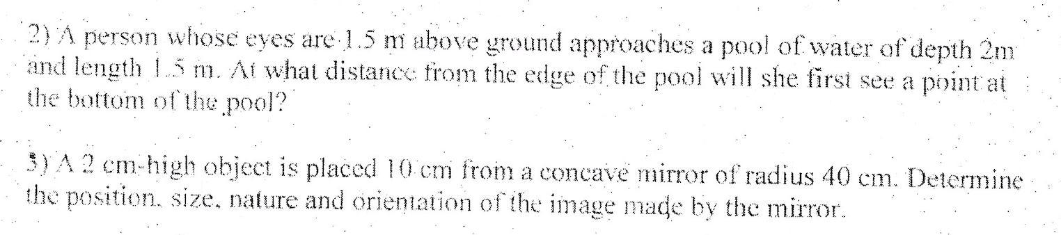 Solved 2) A person whose eyes are 1.5 m above ground | Chegg.com