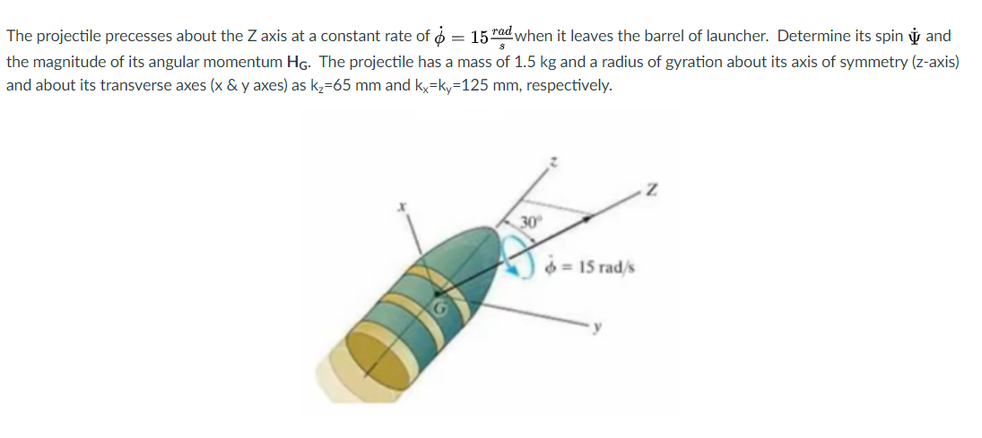 Solved The projectile precesses about the Z axis at a | Chegg.com