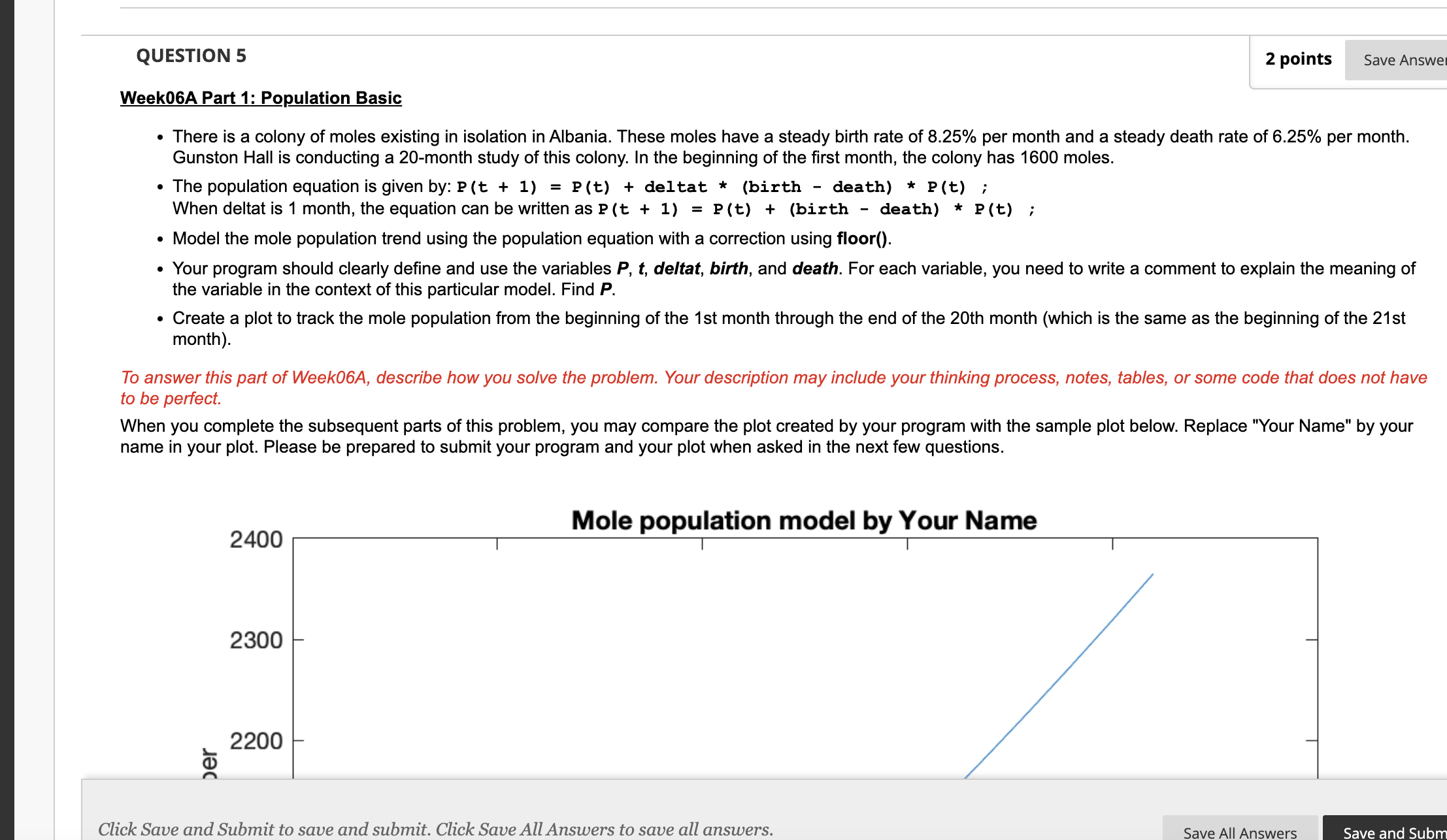 Solved Week06A Part 1: Population Basic - There is a colony | Chegg.com
