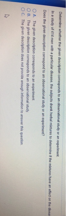 Solved Determine whether the given description corresponds | Chegg.com