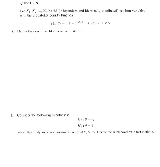 Solved Let X1,X2,…,Xn be iid (independent and identically | Chegg.com