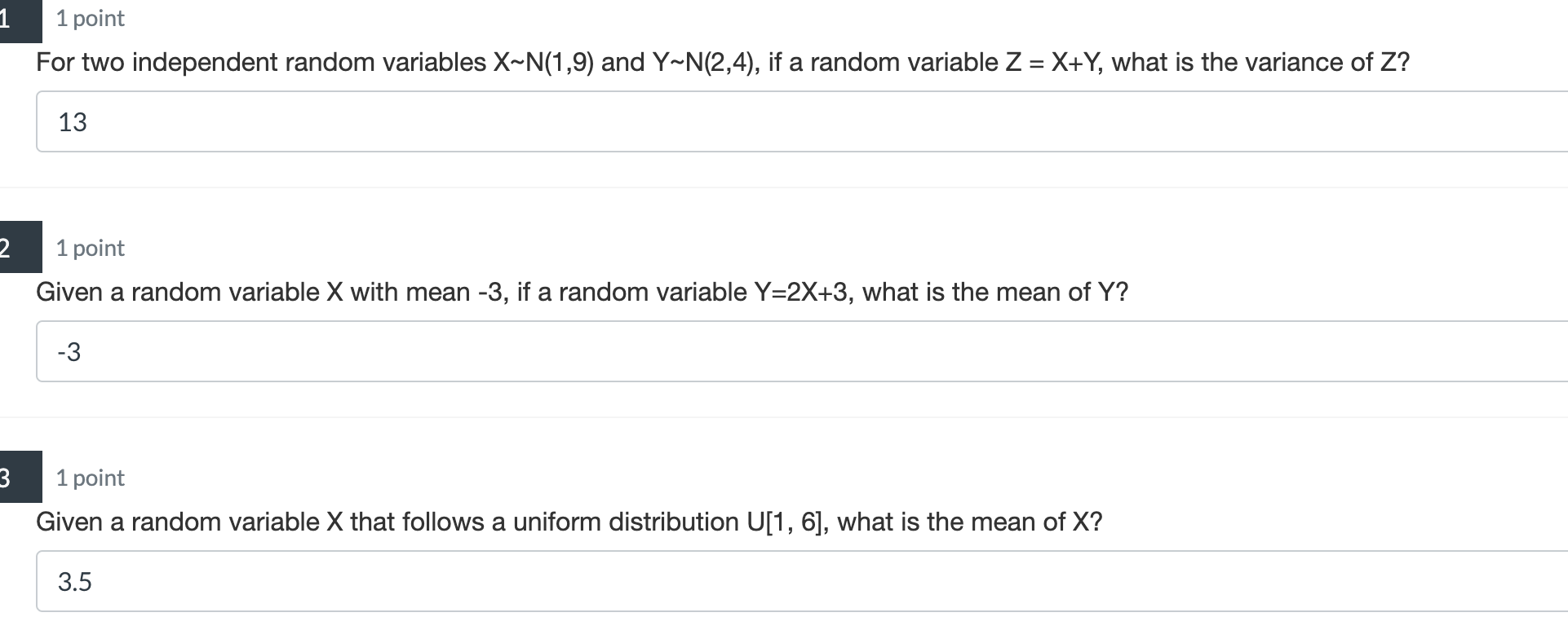Solved 1 ﻿pointFor two independent random variables x∼N(1,9) | Chegg.com