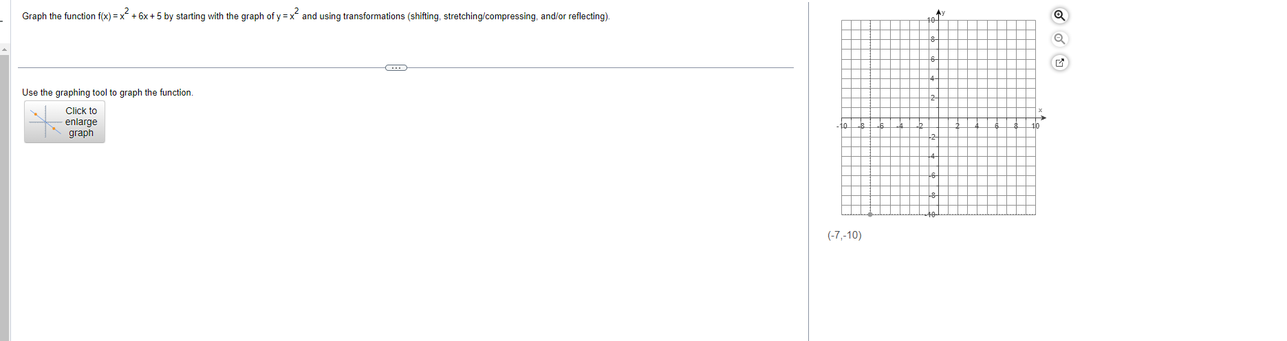 Solved Graph the function f(x)=x2+6x+5 by starting with the | Chegg.com
