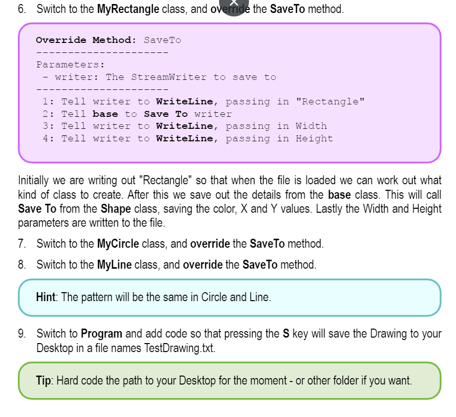 Solved Instructions This task continues the Shape Drawer | Chegg.com
