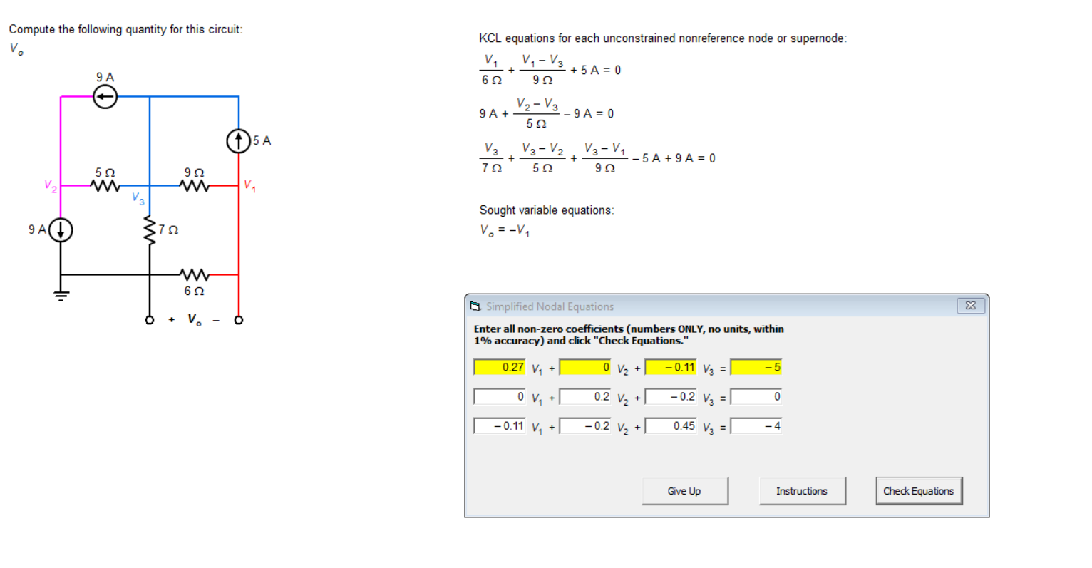 Solved Compute the following quantity for this circuit: KCL | Chegg.com
