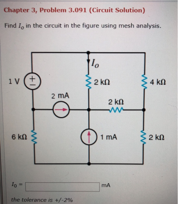 Solved Chapter 3, Problem 3.091 (Circuit Solution) Find Io | Chegg.com