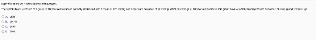 Solved Apply the 68-85-99.7 rule to answer the question The | Chegg.com