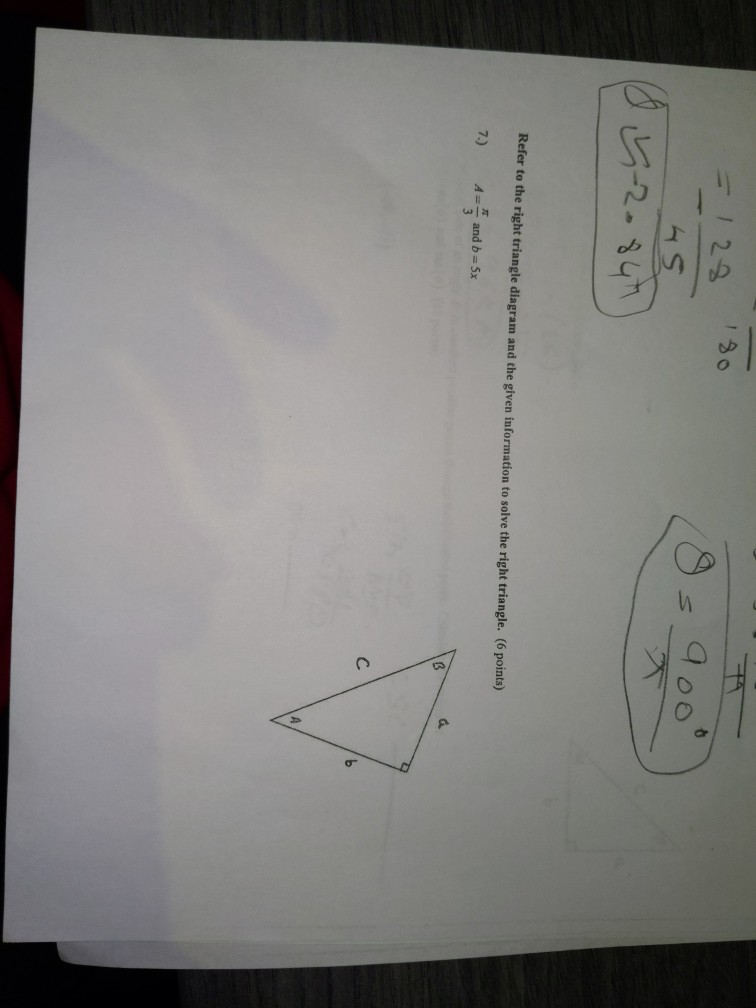 Solved - 12230 U02.847 Refer to the right triangle diagram | Chegg.com