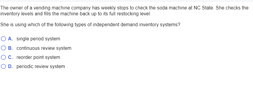 Solved The owner of a vending machine company has weekly | Chegg.com