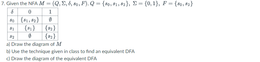 Solved Given the NFA \\( M=\\left(Q, \\Sigma, \\delta, | Chegg.com