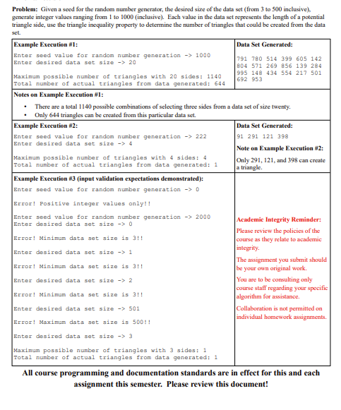 Solved Problem: Given a seed for the random number | Chegg.com