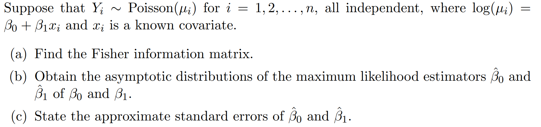 Solved = Suppose that Yį ~ Poisson(ui) for i = 1,2, ..., n, | Chegg.com
