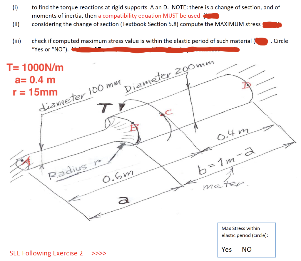 Solved (i) to find the torque reactions at rigid supports A | Chegg.com