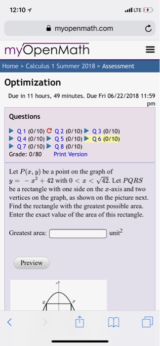 12:10? a myopenmath.com myOpenMath Home Calculus 1 | Chegg.com