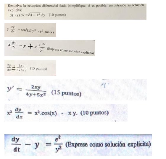Solved Resuelva la ecuación diferencial dada (simplifique, | Chegg.com
