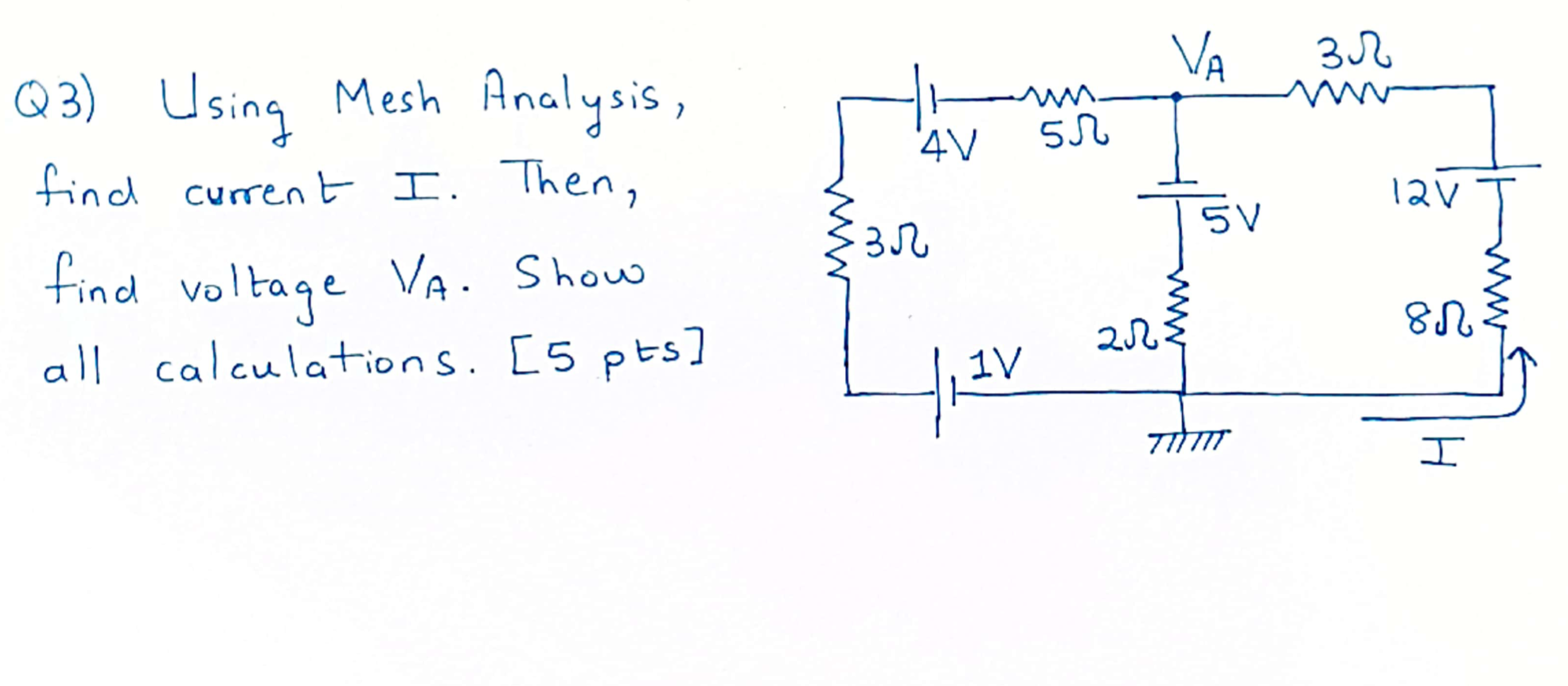 Solved Q3) Using Mesh Analysis, find current I. Then, find | Chegg.com