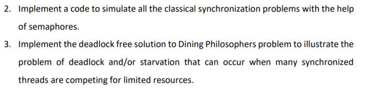 Solved 1. Implement a code to simulate deadlock avoidance | Chegg.com