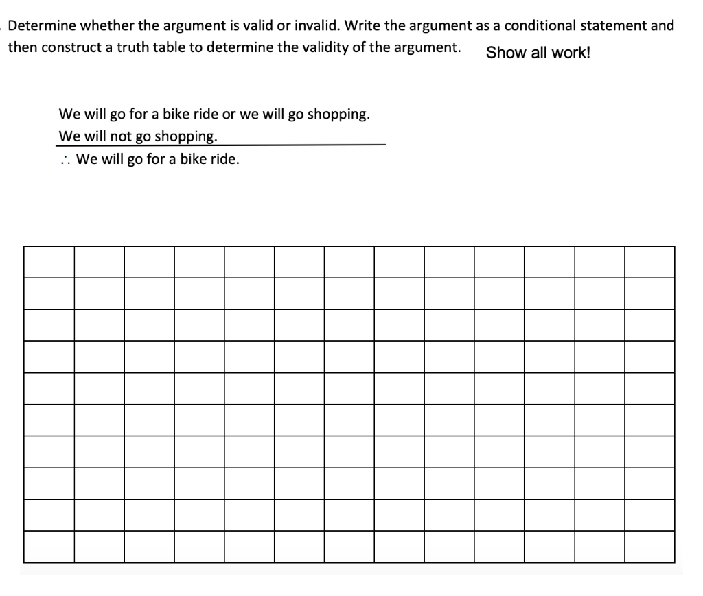 Solved Determine whether the argument is valid or invalid. | Chegg.com
